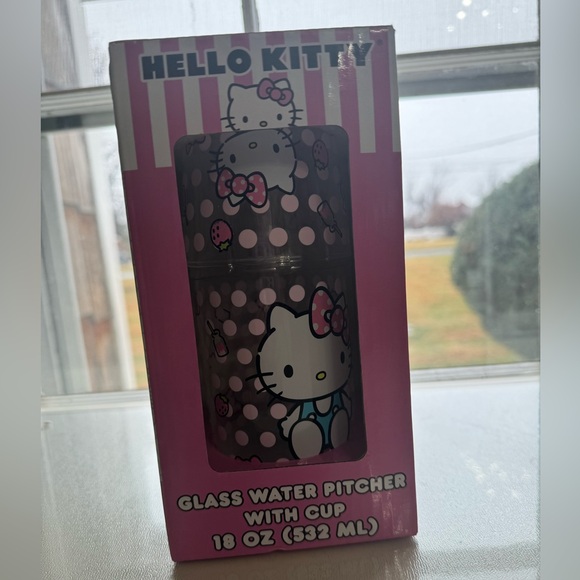 Kitchen | New Hello Kitty Glass Water Pitcher With Glass | Poshmark